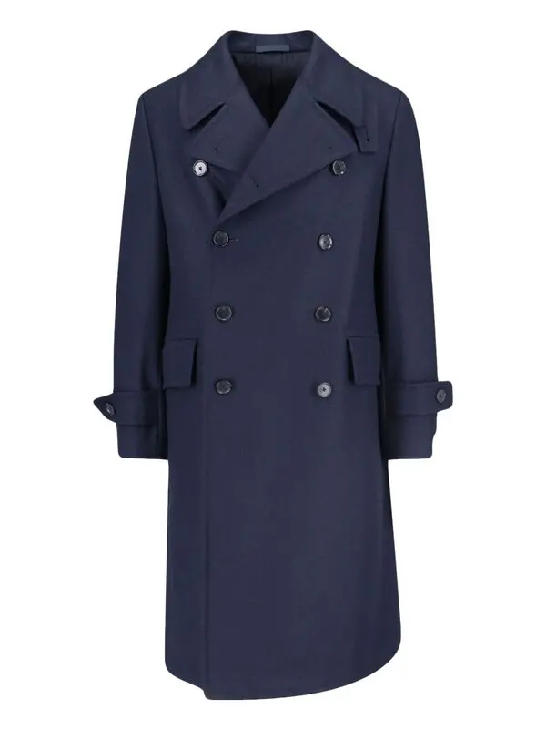 Caruso Double Breasted Coat - Blue