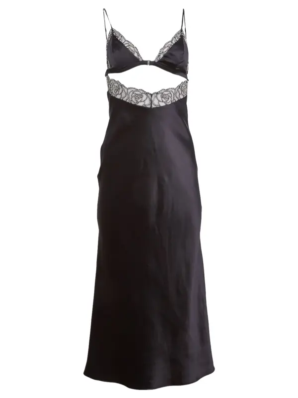 Fleur Du Mal Rose Beaded Slip Dress - Black