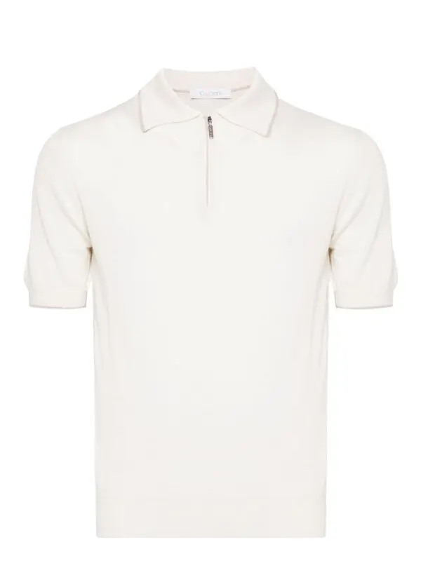 CRUCIANI Knitted Polo Shirt - Neutrals