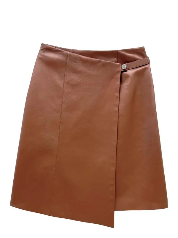 AERON Cora Leather Skirt - Brown