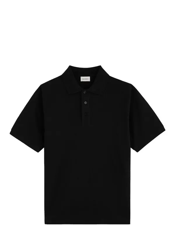 Saint Laurent Logo-embroidered Piqué Cotton Polo Shirt - Black