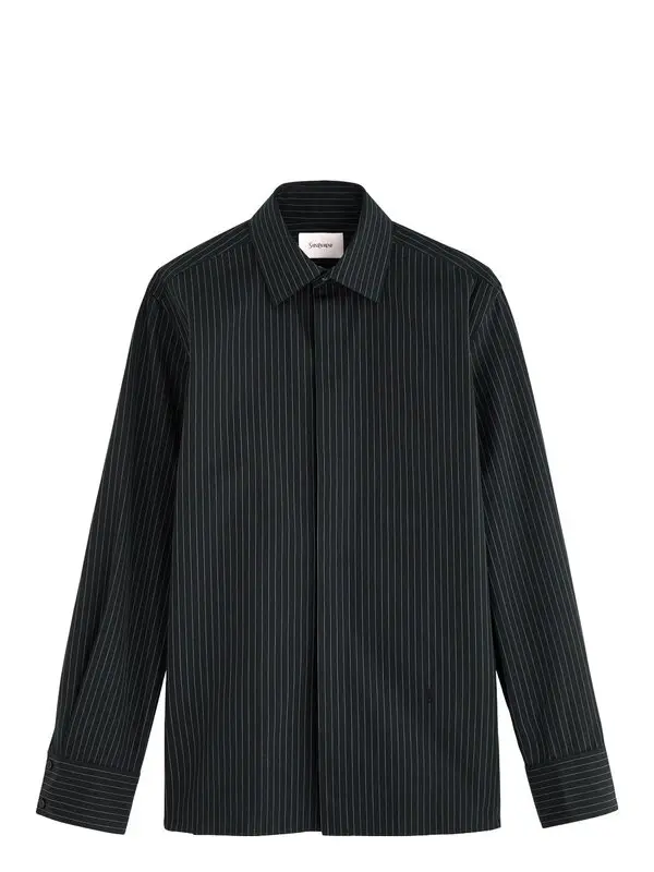 Saint Laurent Stripe Cotton Shirt - Black