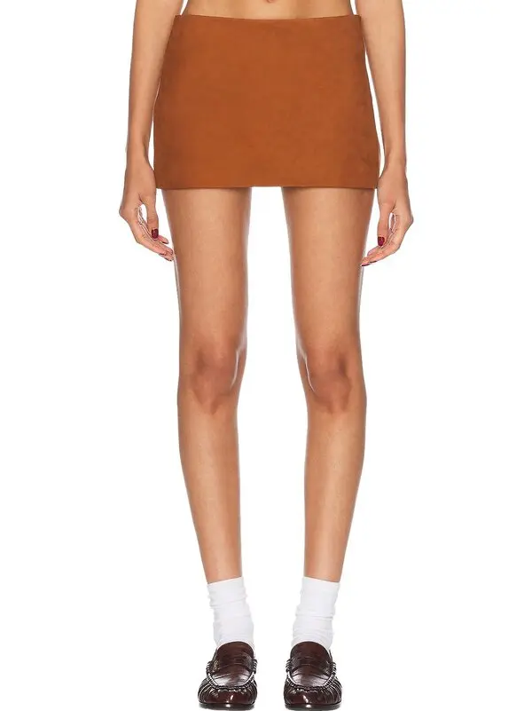 MIMCHIK Curved Mini Skirt - Cognac