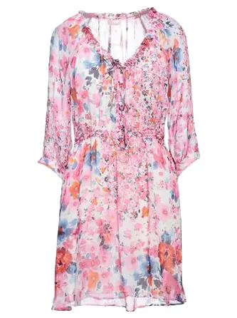 LIU •JO Mini Floral Print Georgette Dress - Pink