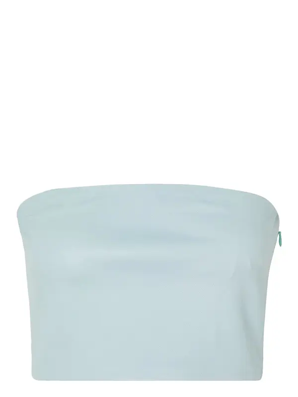 Sprwmn Strapless Cropped Leather Tube Top - Sky Blue