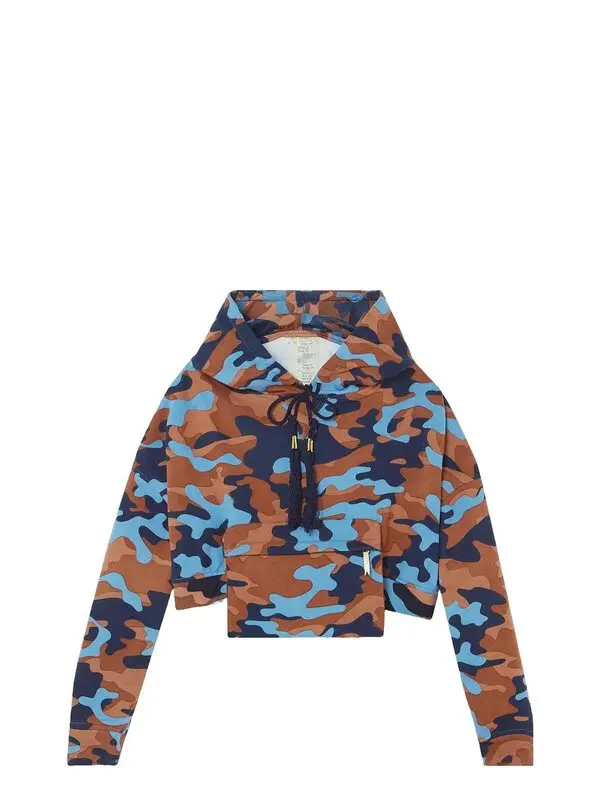 Yvonne S Cropped Camouflage-print Hoodie - Brown