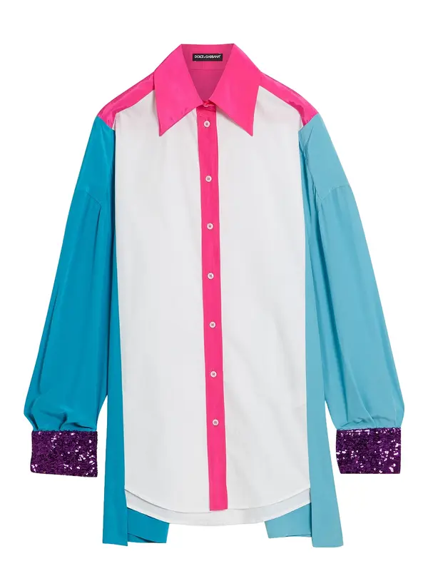 Dolce & Gabbana Embellished Colorblock Shirt - White
