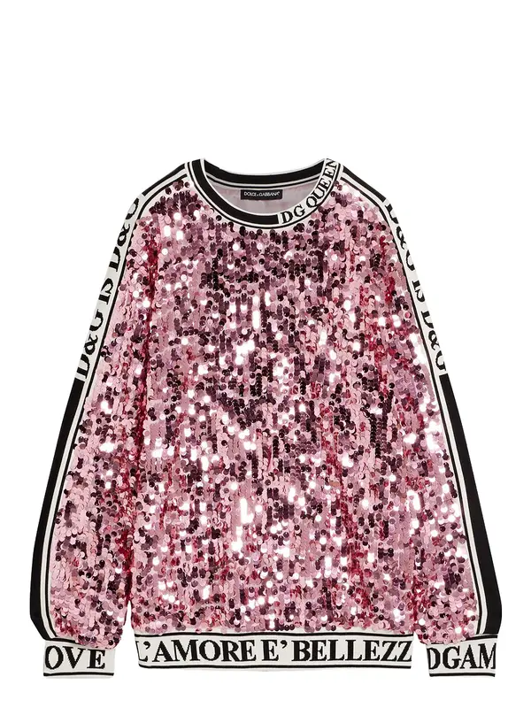 Dolce & Gabbana Sequined Tulle And Silk-blend Jacquard Top - Pink
