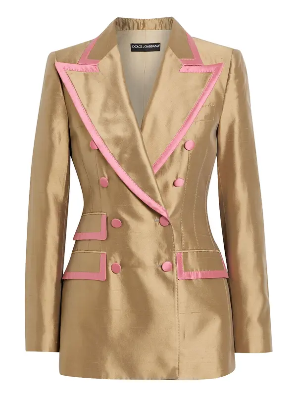 Dolce & Gabbana Double-breasted Silk-shantung Blazer - Sand