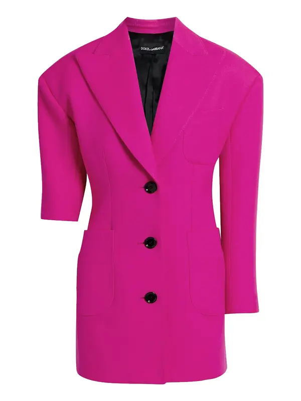 Dolce & Gabbana Asymmetric Wool-gabardine Blazer - Bright Pink