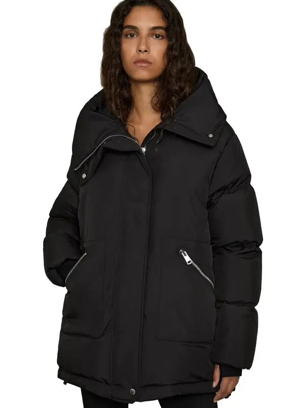 REISS Lexie Puffer Coat - Black