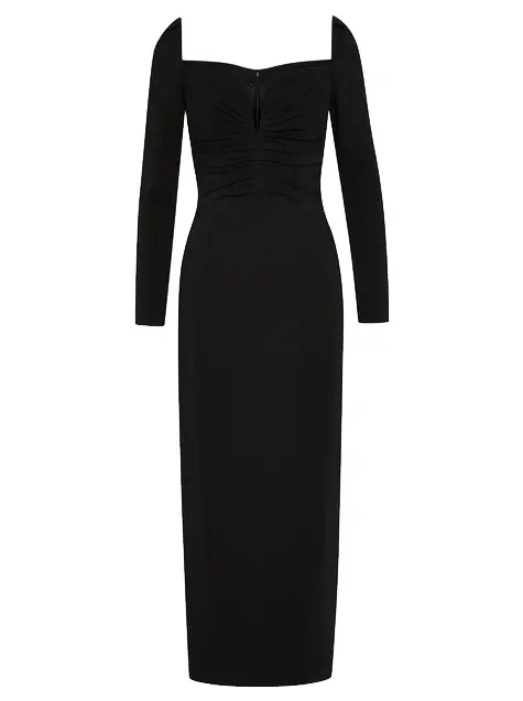 Oscar De La Renta Plunging Sweetheart Cocktail Dress - Black
