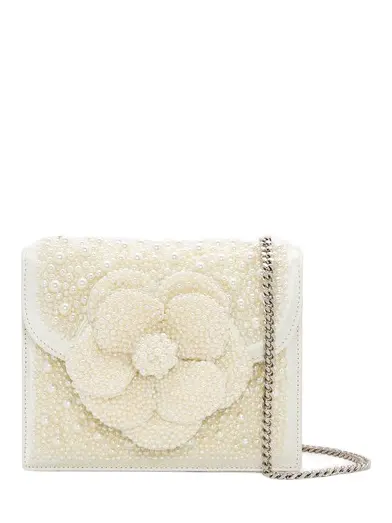 Oscar De La Renta Pearl Embroidered Mini Tro Bag - Red