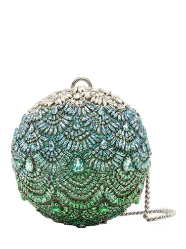 Oscar De La Renta Crystal Embroidered Billiard Bag - Red