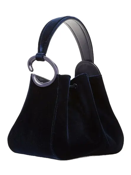 Oscar De La Renta Velvet O Handle Bag - Navy