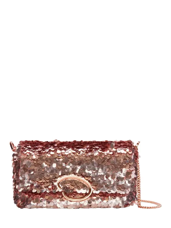 Oscar De La Renta Sequin Embroidered Shoulder Bag - Red