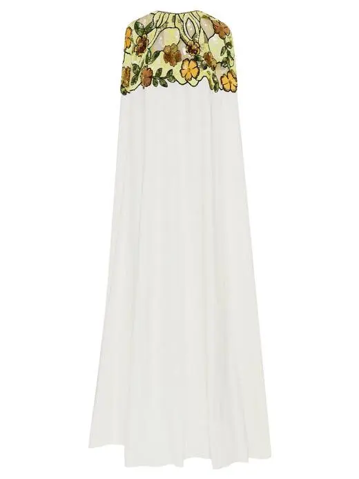 Oscar De La Renta Art Nouveau Sequin Embroidered Caftan - Red