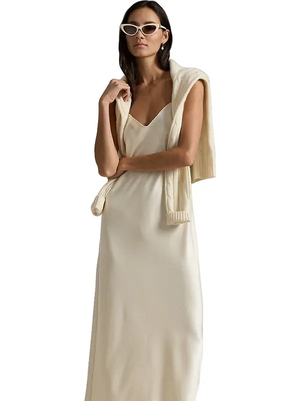 Ralph Lauren Satin Midi Slip Dress - Champagne