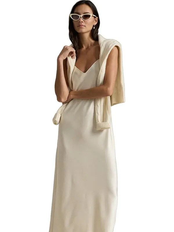 Ralph Lauren Satin Midi Slip Dress - Champagne