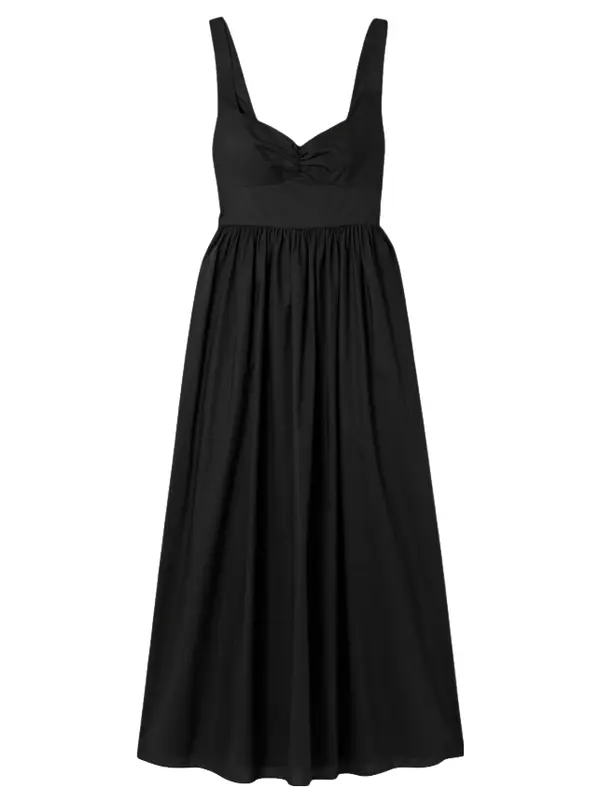 Matteau Gathered Organic Cotton-poplin Midi Dress - Black