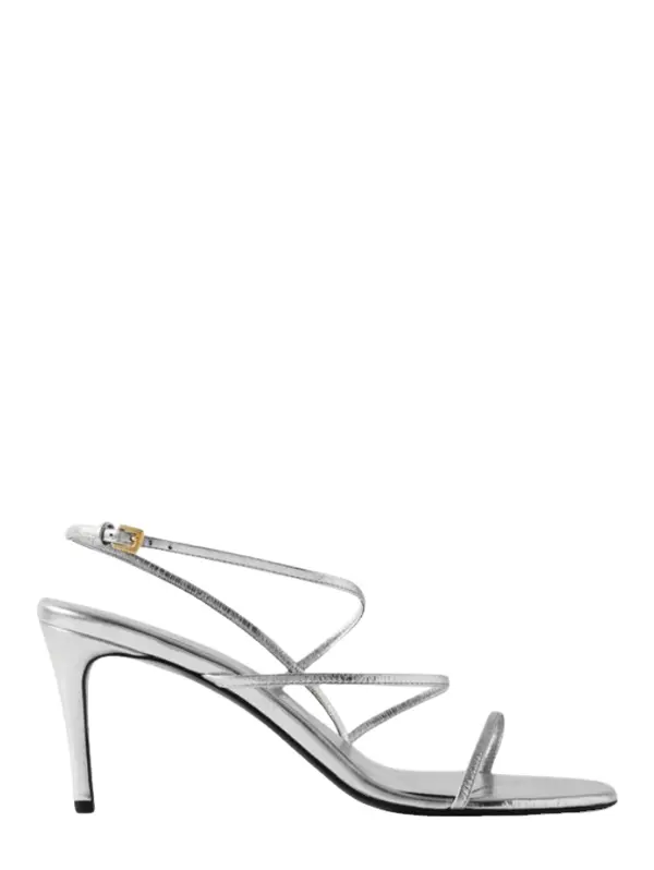 Khaite - KHAITE Loop Metallic Crinkled-Leather Sandals
