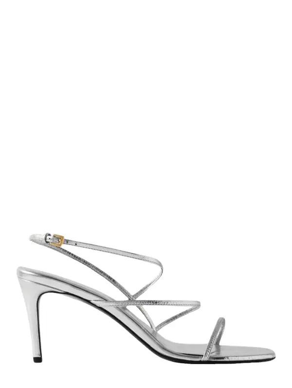 Khaite Loop Metallic Crinkled-leather Sandals - Silver