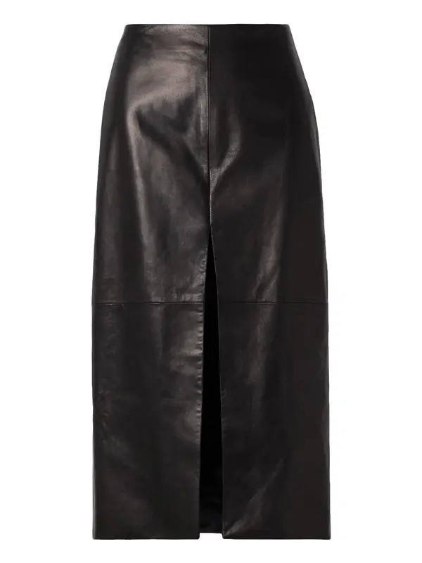 SALON 1884 Darby Leather Midi Skirt - Black