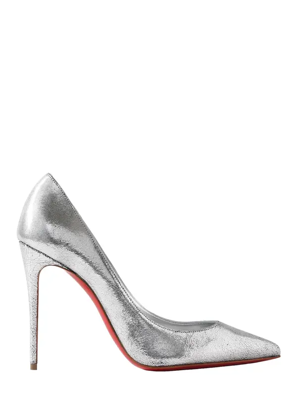 CHRISTIAN LOUBOUTIN Kate 100 Metallic Cracked-leather Pumps - Silver