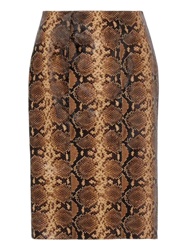 SALON 1884 Yvette Snake-effect Leather Skirt - Animal Print