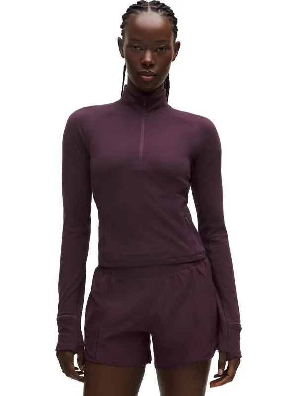 Lululemon It's Rulu Cropped Half Zip - Black Plum