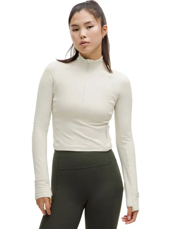 Lululemon It's Rulu Cropped Half Zip - Bone