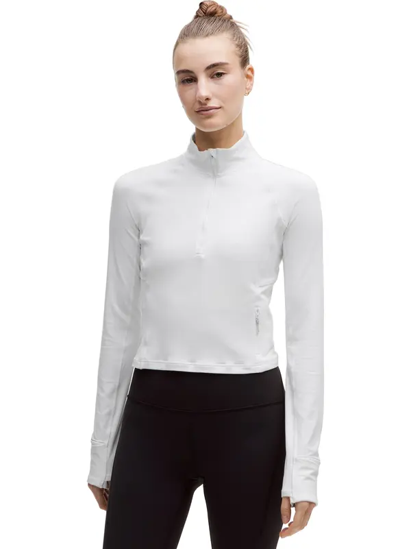 Lululemon It's Rulu Cropped Half Zip - White