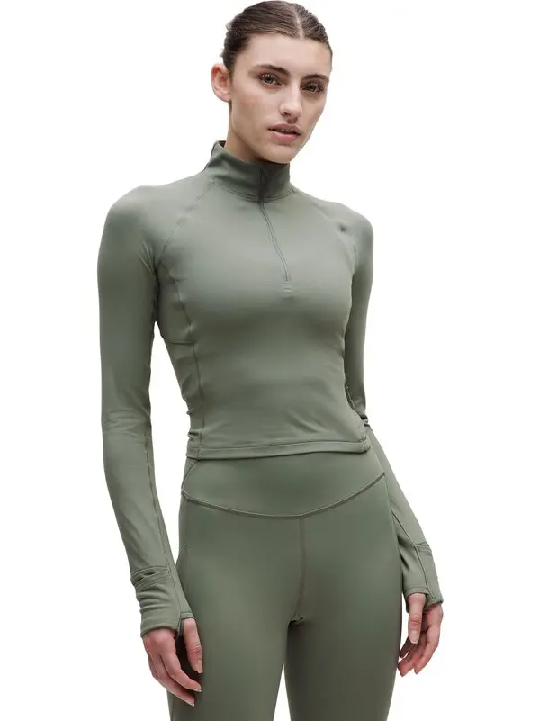 Lululemon It's Rulu Cropped Half Zip - Willow Leaf