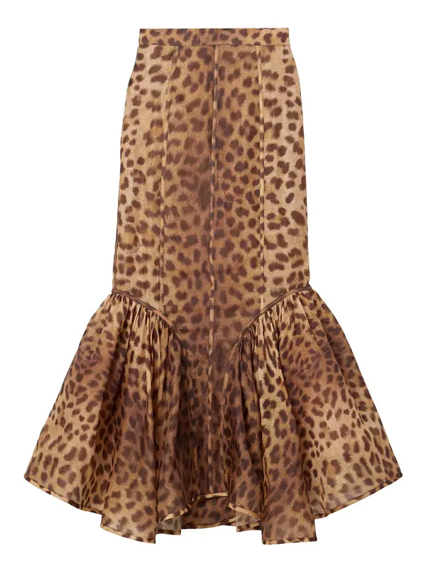 Zimmermann Crush Ruffled Leopard-print Maxi Skirt - Animal Print