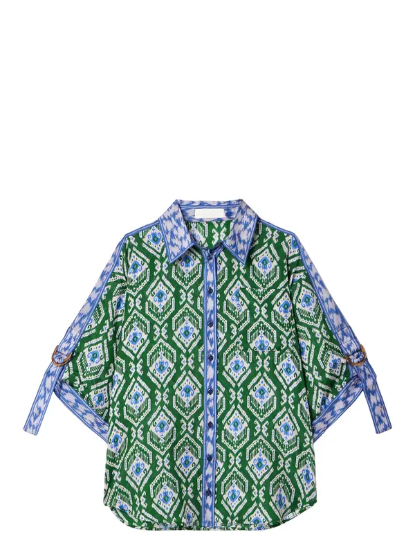 Zimmermann Wylie Printed Silk Shirt - Green