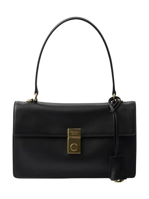 Prada Medium Leather Shoulder Bag - Black