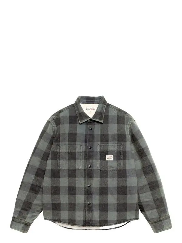 StÜssy Sherpa Lined Buffalo Plaid Shirt - Grey