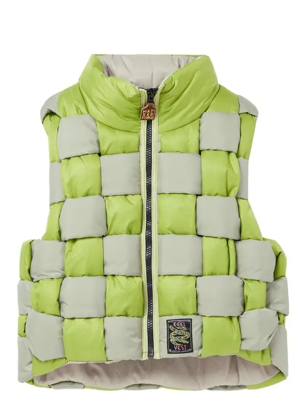 Kapital Cropped Reversible Quilted Padded Shell Gilet - Green
