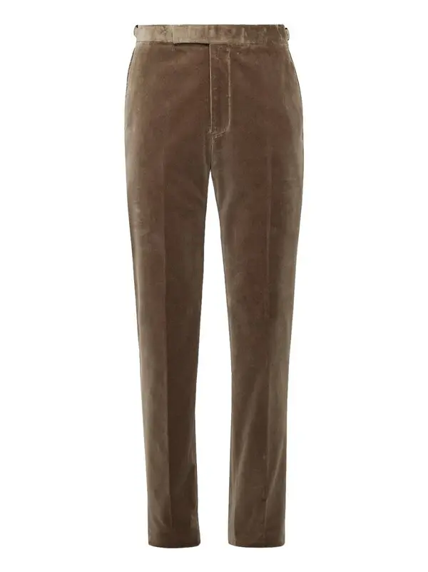 Richard James Chapman Straight-leg Cotton-velour Trousers - Brown