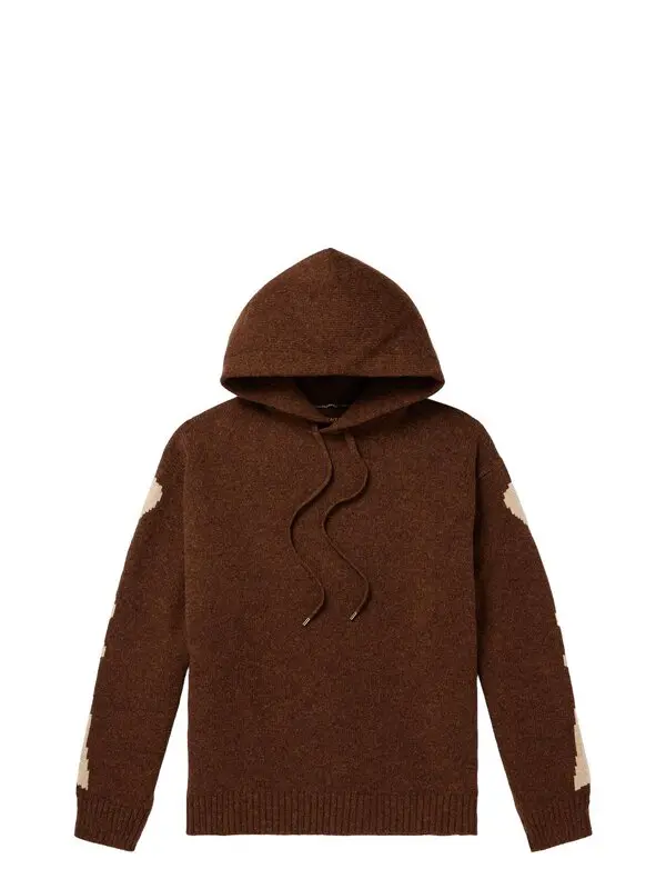 Kapital 5g Intarsia Wool Hoodie - Brown
