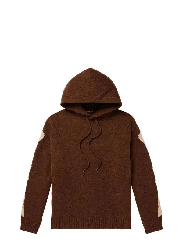 Kapital 5g Intarsia Wool Hoodie - Brown