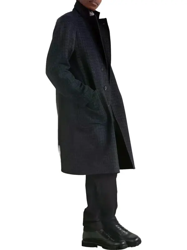Boglioli Checked Virgin Wool And Cashmere-blend Overcoat - Blue