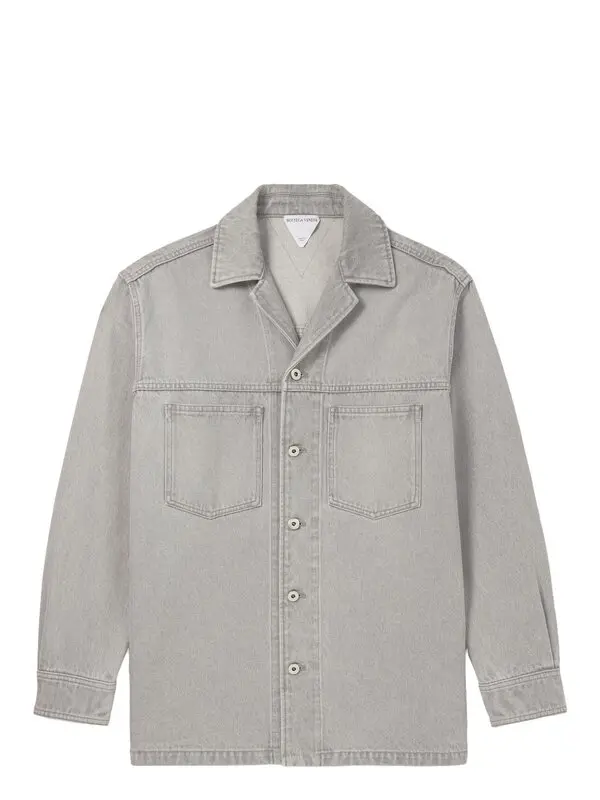 Bottega Veneta Camp-collar Denim Overshirt - Gray