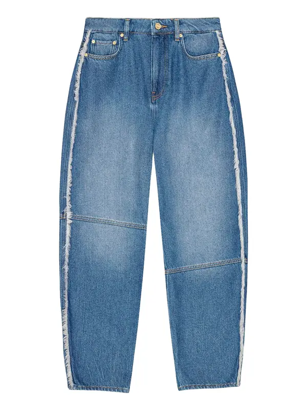 GANNI Distressed Wide Leg Jeans - Blue