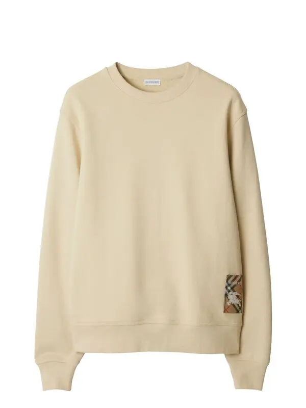 Burberry Check-patch Cotton Sweatshirt - Neutrals