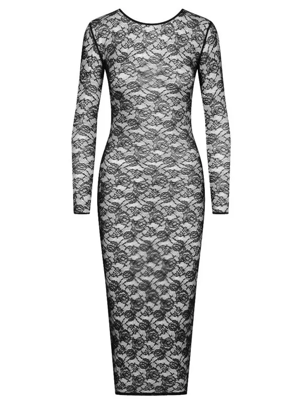 MAISON CLOSE Flashback Long-sleeve Midi Dress - Black