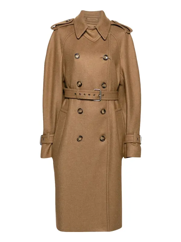 Sportmax Double-breasted Twill Trench Coat - Neutrals