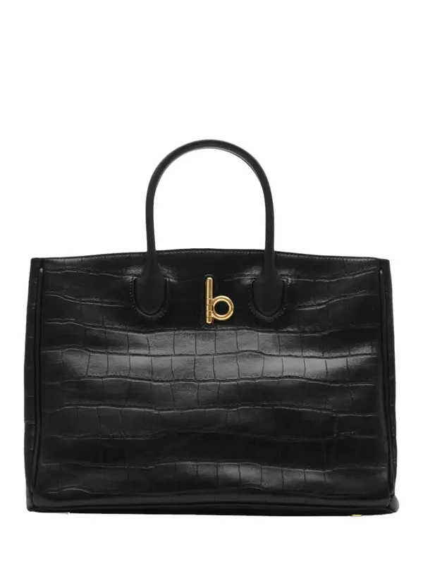 Burberry Embossed Crocodile Effect Tote - Black
