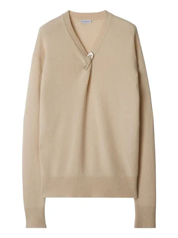 Burberry Cashmere V-neck Sweater - Neutrals