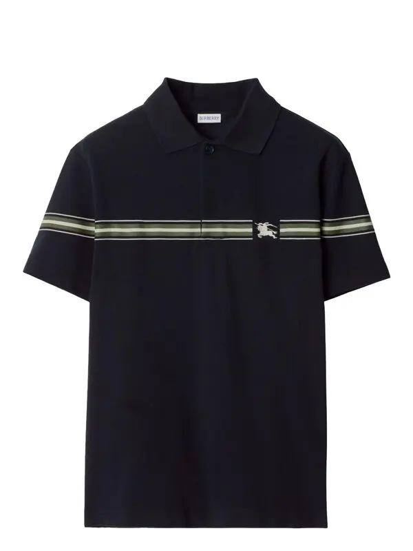 Burberry Striped Cotton Polo Shirt - Black